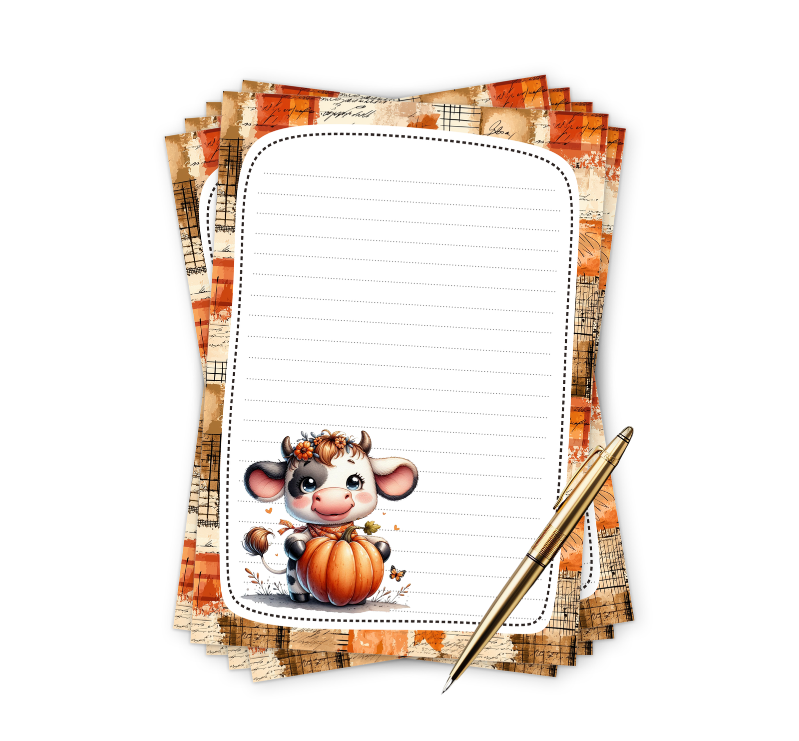 Free Printable Autumn Cow Stationery – Cute & Cozy Letter Writing Set ...
