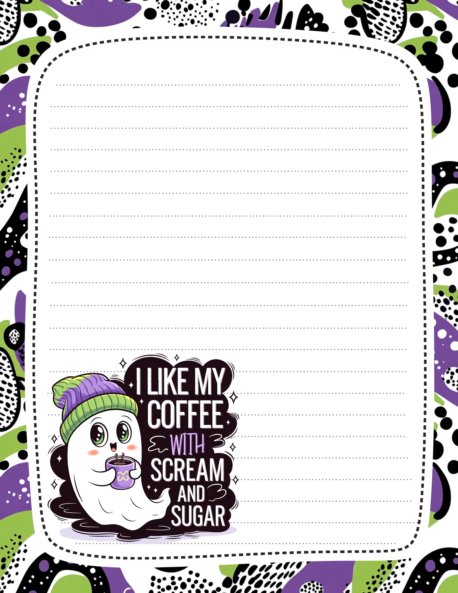 Free Cute Ghost Stationery Set – “I Like My Coffee with Scream and ...