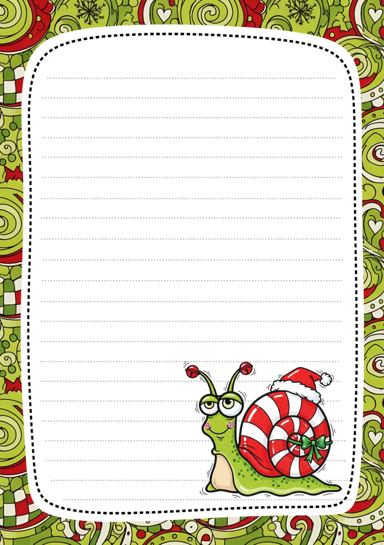 Cute Christmas Snail Stationery – Fun Holiday Printables for Pen Pals ...